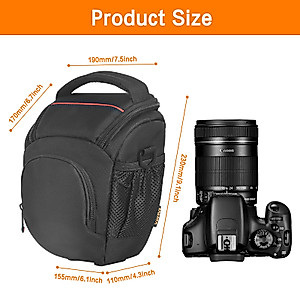 FOSOTO DSLR SLR Compact Camera Bag Compatible for Nikon D5100 D5300 D90 Canon T4 T5 600D 650D Panasonic Lumix FZ80 Sony Fujifilm with Waterproof Rain Cover