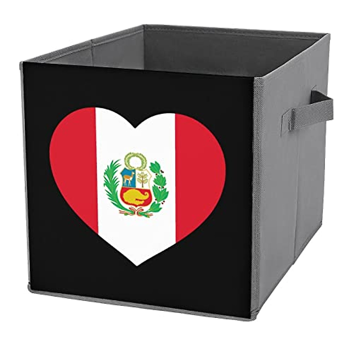 Love Peru Heart Collapsible Storage Bins Basics Folding Fabric Storage Cubes Organizer Boxes with Handles