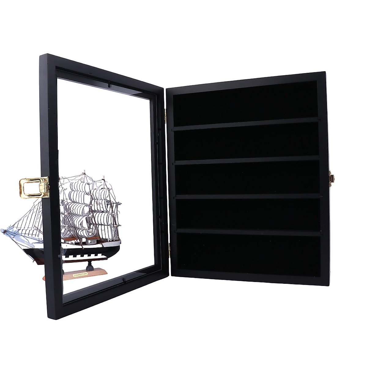 ERMMZHZW Pocket Knife Display Case,knife display case for wall,wood pocket knife display stand,For Pocket Knife and Military Folding Knife Display,Dust and UV Resistant,Lockable,Black