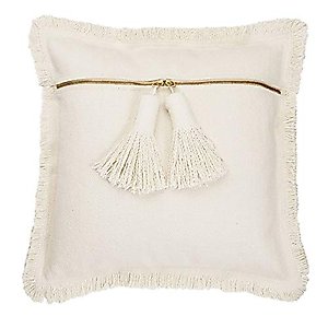 Mud Pie Natural DHURRIE Pillow, 20" x 20", White