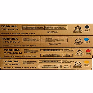 Toshiba T-FC415U-K T-FC415U-C T-FC415U-M T-FC415U-Y e-Studio 2515 3015 3515 4515 5015 Toner Cartridge Set (Black Cyan Magenta Yellow, 4-Pack) in Retail Packaging
