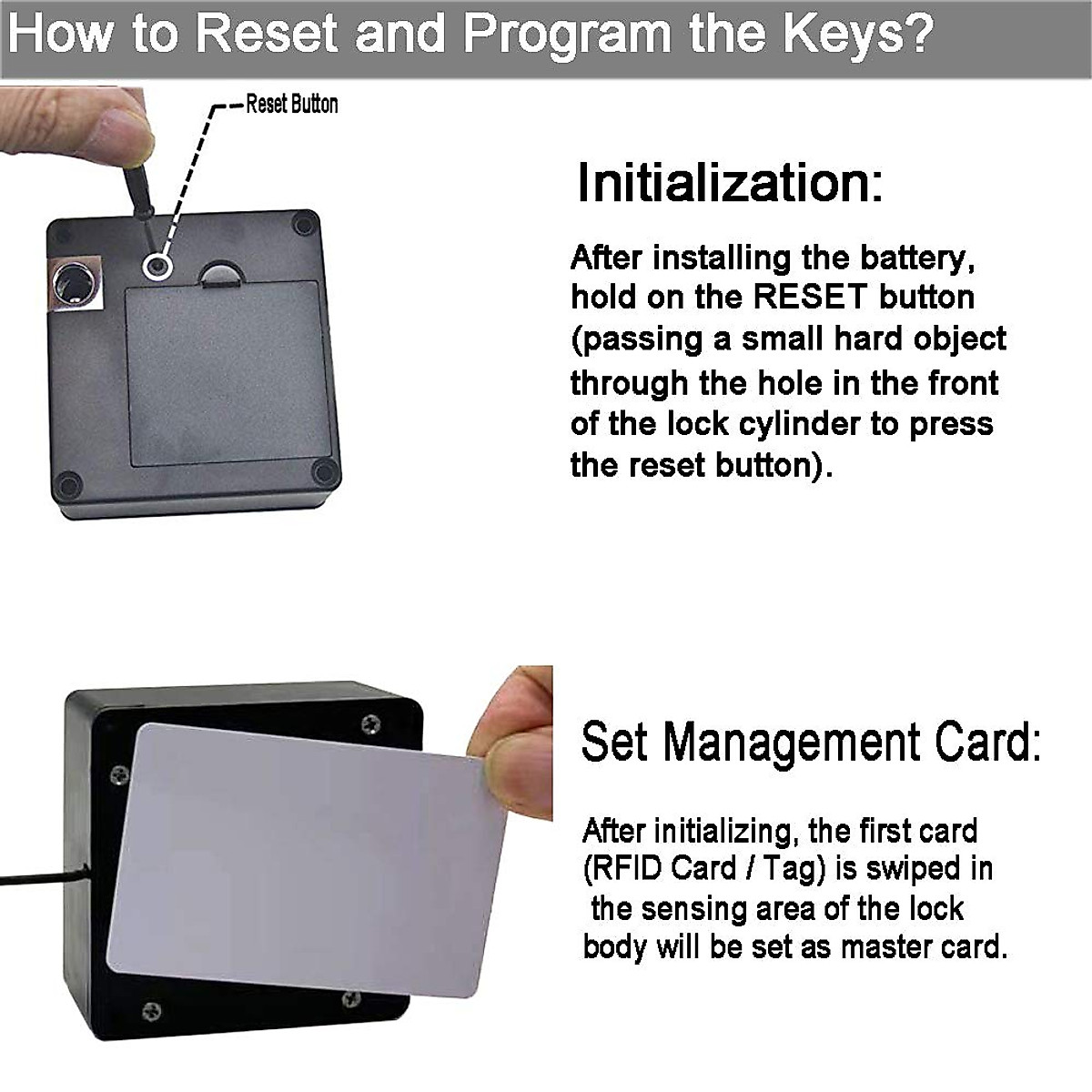 WOOCH RFID Lock Electronic Cabinet Lock, Hidden DIY Lock with USB Cable for Wooden Cabinet Drawer Locker Cupboard (2 Pack)