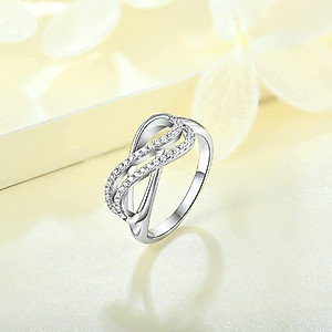 YL Infinity Statement Rings for Women 925 Sterling Silver Anniversary Ring Eternity Twisted Engagement Jewelry size5
