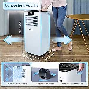 Aigostar Portable Air Conditioners, 10000 BTU（6500 BTU SACC）Smart 4-in-1 Dehumidifier, Fan, AC Unit, WIFI App & Remote Control, Compatible with Alexa & Google Assistant, 24H Timer, Window Kit, White