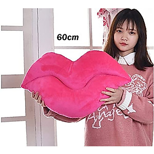 unlockgift Red Velvet Lip Shaped Pillow Hot Pink Pillows Love Cushion Funky Throw Pillow Bed Living Room Decorative Pillows (hot Pink Lip, 50 cm)