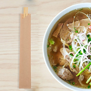 Cabilock 200Pcs Kraft Paper Chopsticks Sleeve Portable Chopsticks Pack Reusable Chopsticks Cover Paper Chopstick Bog Pouch for Straws Cutlery Spoon 22cm