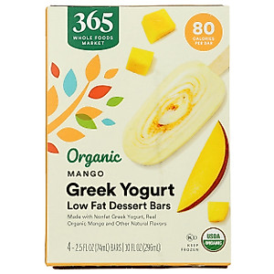 365 By Whole Foods Market, Frozen, Bar Greek Yogurt Mango Organic, 10 Ounce