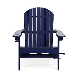 Christopher Knight Home Edmund Outdoor Acacia Wood Folding Adirondack Chair, Navy Blue