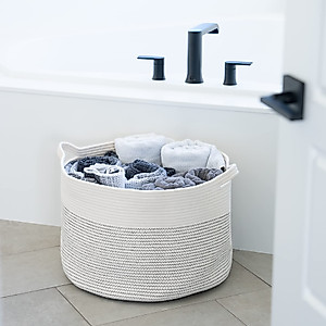 Little Hippo Baskets XXXL Large Cotton Rope Basket 22"x22"x14" Storage Basket, Woven Basket, Large Basket, Blanket Basket Living Room, Toy Basket, Baskets for Organizing, Kids Toy Storage Organizer