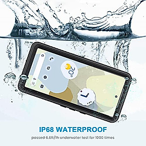 Lanhiem Pixel 7 Case, IP68 Waterproof Dustproof Case with Built-in Screen Protector, Rugged Full Body Shockproof Phone Cover for Google Pixel 7, Black/Clear