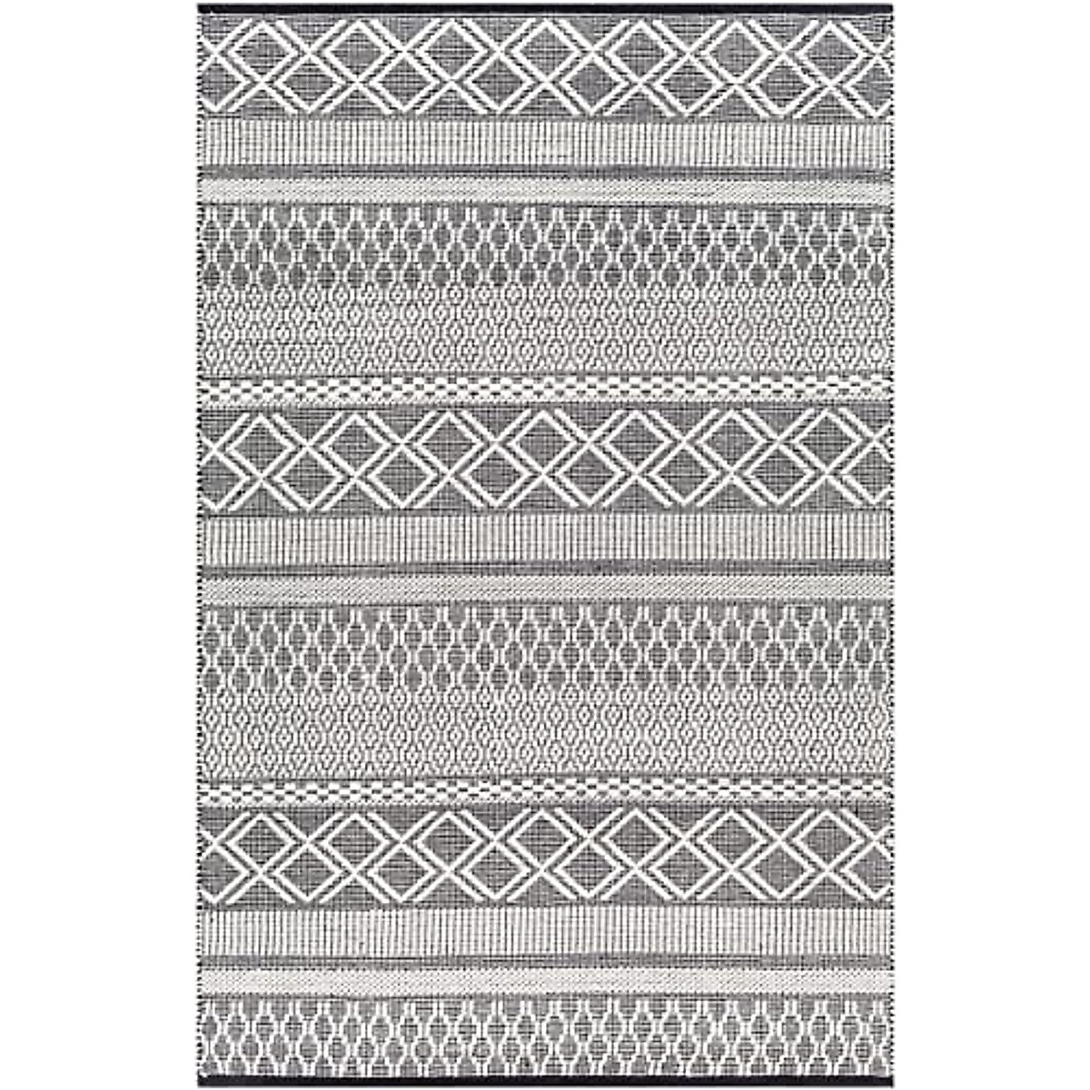 Hauteloom Hala Wool Living Room, Bedroom Area Rug - Gray, Ivory - 8' x 10'