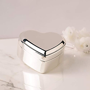 Cherished Moments Personalized Heart Jewelry Keepsake Box with Custom Engraved Cross and Name for First Communion Gift for Girls, Silver Toned