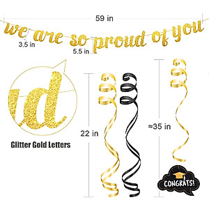 Graduation Party Decorations 2023, 31PCS Graduation Party Supplies Graduation Stuff Hanging Swirls Ceiling Decor And String Graduation Banner for Elementary 8th Grade High School College Black And Gold Class Of 2023 Congrats Decorations Grad Decor (Gradua