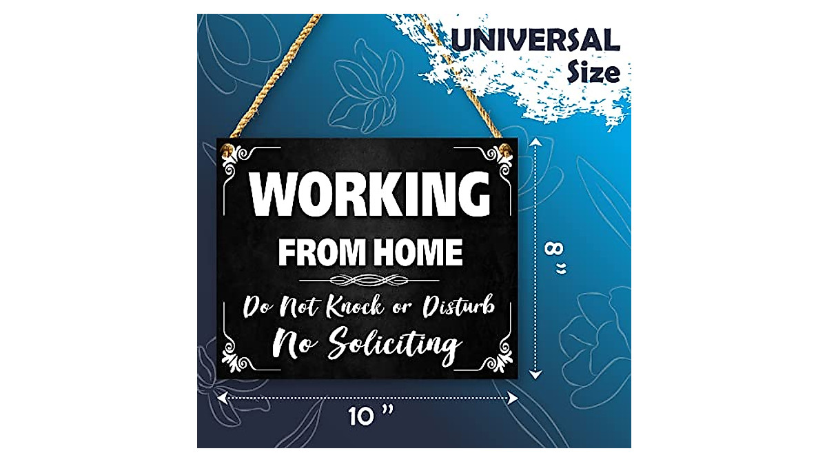 Working from Home Sign - Durable 10x8 Black Dibond Door Sign