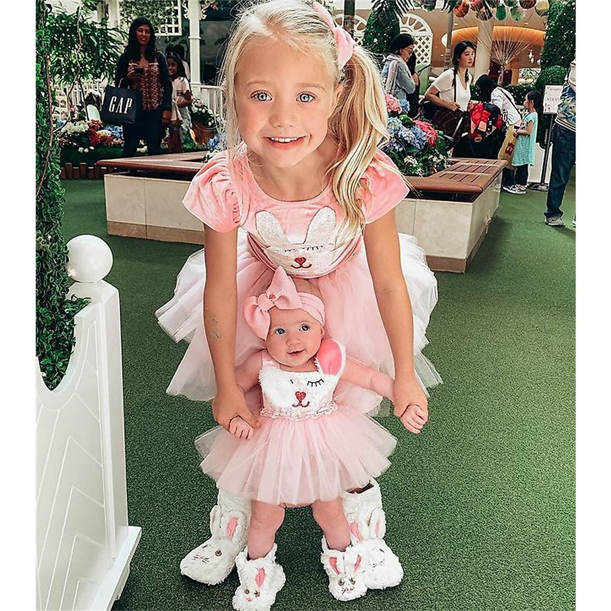 Toddler Baby Girl Romper Infant Girl Easter Sequins Tutu Dress Bunny Ear Jumpsuit Playsuit One Piece Outfit (Pink, 18-24M)