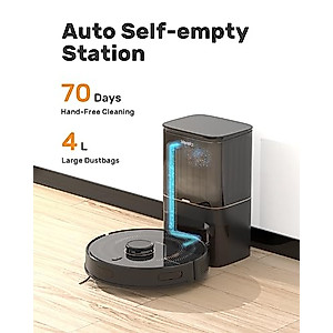 Verefa Robot Vacuum Self Emptying, Up to 70-Day Capacity, LiDAR Navigation, Robot Vacuum 270 Mins Runtime, 3000Pa Suction, Smart Mapping, Carpet Detection, Works with App & Alexa, Ideal for Carpet