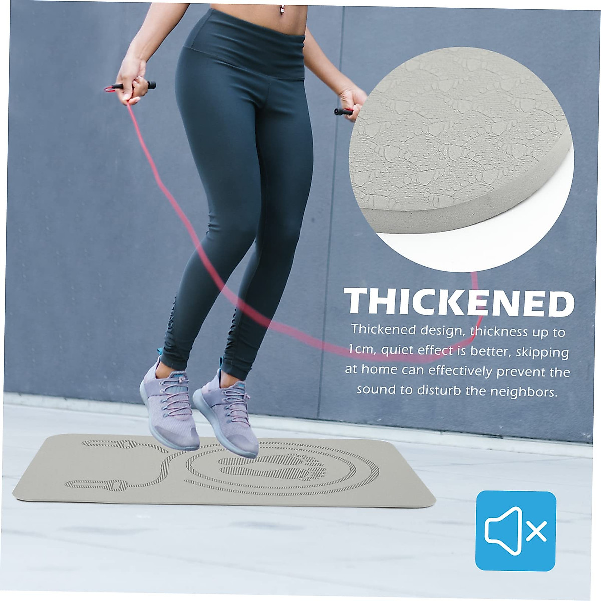 KICHOUSE Sports Rope Mat Tpe Thick Mat for Skiing Jumping Non-slip Shock Absorbing Gym Mat