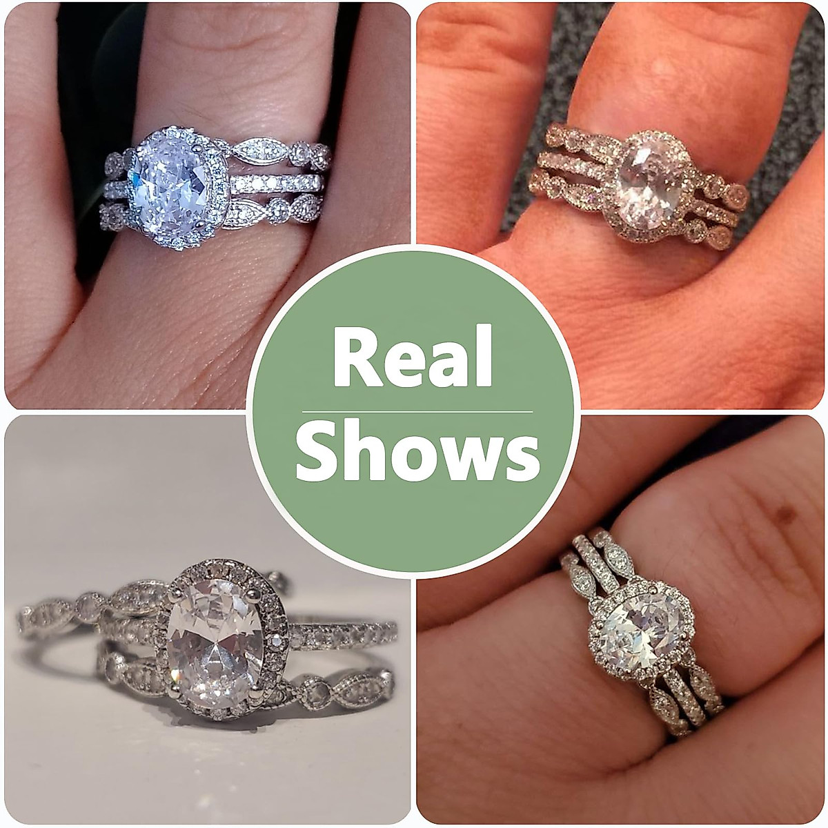 Newshe Jewellery Engagement Sets Wedding Rings For Women 925 Sterling Silver 3pcs White Cz Size 5.5