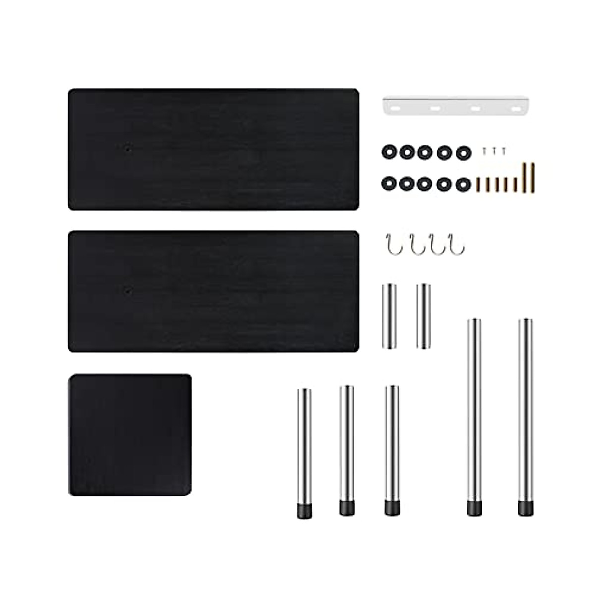 Venloup Upgraded 3 Tier Corner Shelf, Adjustable Bamboo Storage Spice Rack with Hooks, Freestanding Space Saving Counter Display Shelf for Kitchen, Office and Bedroom （Black