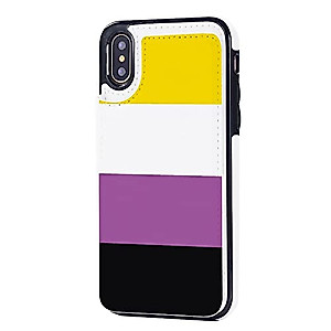 Non-Binary Pride Community Flag Wallet Phone Cases Fashion Leather Design Protective Shell Shockproof Cover Compatible with iPhone X/XS