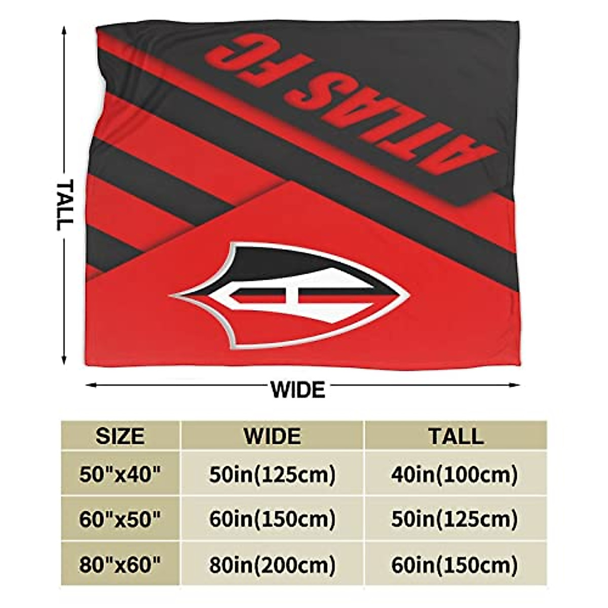 Club Atlas F.C. Ultra-Soft Micro Fleece Blanket Flannel Fleece Blanket Throw Blanket Travel Movies Blanket for Bed Couch Living Room 60"X50"