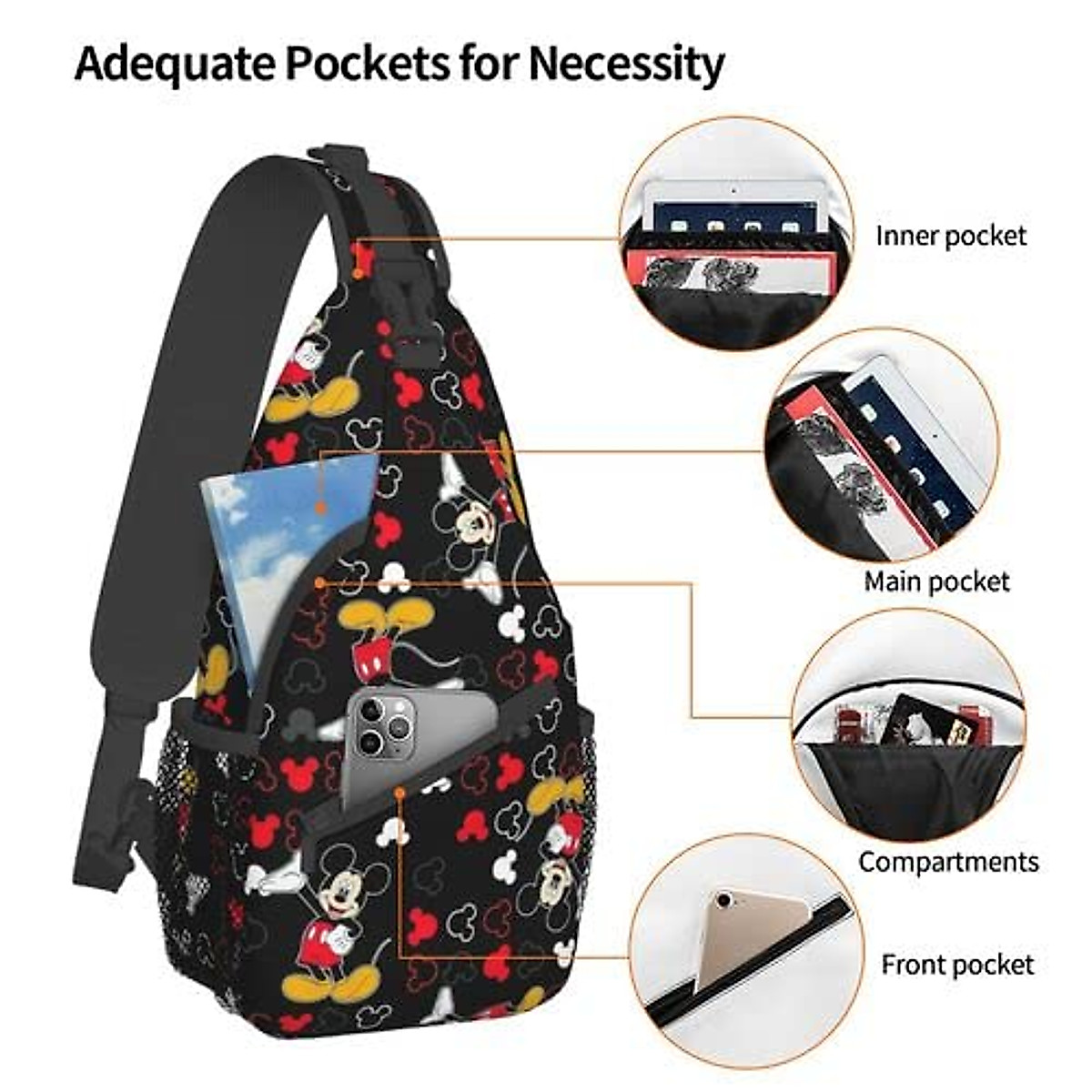 mouse Sling Bag Crossbody Backpack Shoulder Bag,Lightweight One Sling Bags Backpacks For Men Women Chest Crossbody