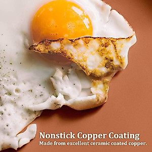 SHINEURI Mini 6 1/2" Inch Nonstick Copper Pan Nonstick Pan Copper Fry Pan Copper Nonstick Pan Copper Ceramic Pan Mini Nonstick Omelet Pan Copper Frying Pan Mini Pan Extra Small Pan for 1 Person Meal