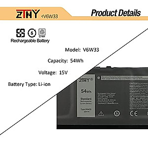 ZTHY 54Wh V6W33 Laptop Battery Replacement for Dell Inspiron 3510 3511 3515 5310 5410 5418 5510 5515 5518 5625 5630 5635 Latitude 3320 3330 3420 3520 Vostro 3515 3525 5620 5625 TN70C G91J0