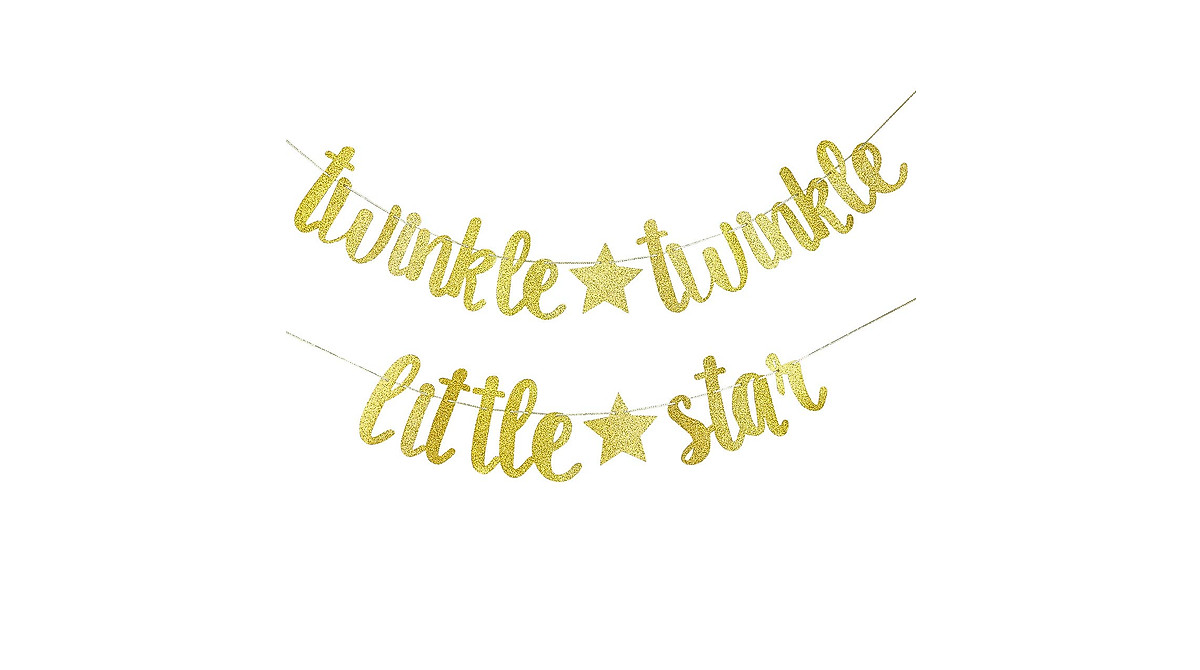 Gold Glitter Twinkle Star Banner for Baby Showers