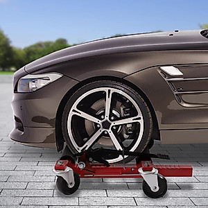 Generic Wheel Dolly, Wheel Dolly Car Skate, Hydraulic Wheel Dolly Tire Jack with Ratcheting Foot Pedal, Heavy Duty Vehicle Positioning Jack for Car Truck RV Trailer (1500 lbs, 1Pcs), Red, Black