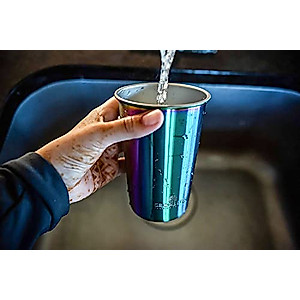 Stainless Steel Cups 16 oz Pint Tumbler (4 Pack) - Premium Metal Drinking Glasses | Stackable Durable Cup (16 oz Rainbow)