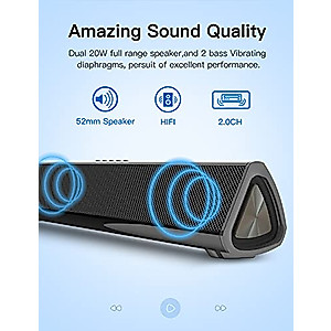 BS.Neytuel Soundbar for TV with Bluetooth Speakers for TV Home Theater Audio Surround Sound System Small Sound Bar with Subwoofer for TV PC Projectors Tablets,Remote Control