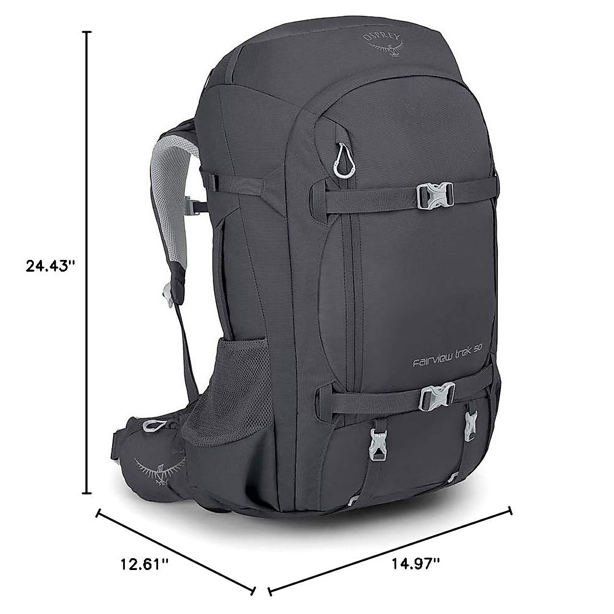 Osprey Packs Fairview Trek 50 Women's Travel Backpack , Charcoal Grey , One Size