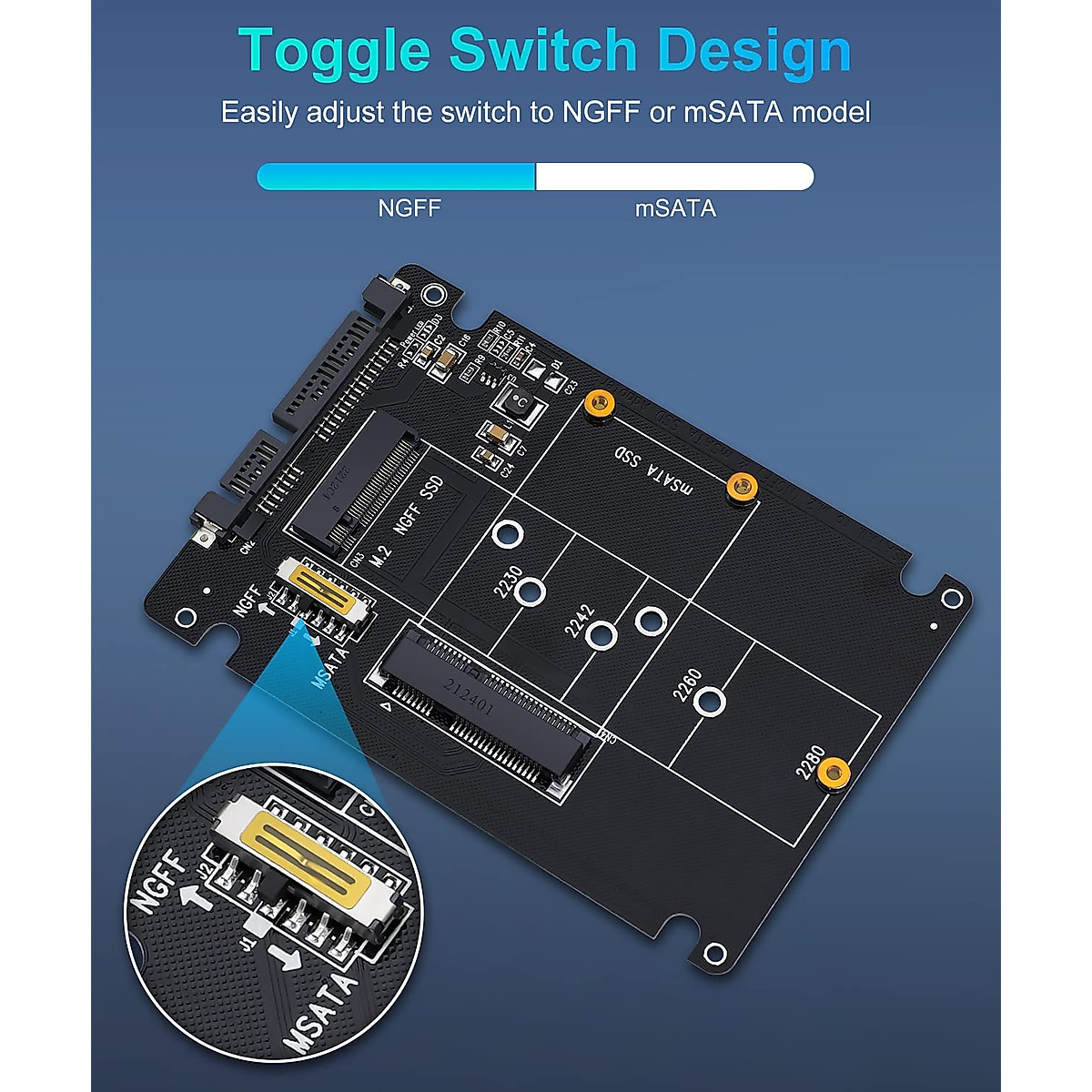 ZEXMTE M.2 NGFF or mSATA to USB 3.0 Adapter 2-in-1 NGFF or mSATA Converter Reader Card with SATA Cable Converter as Portable Flash Drive External 2.5 inch Hard Drive,Support SATA NGFF B/B+M Key SSD