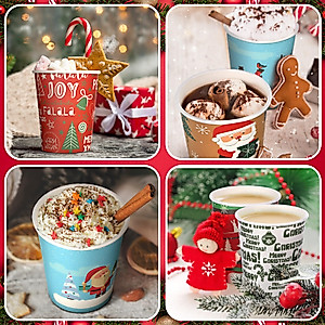 Jinei 200 Pcs 9 oz Christmas Paper Cups Christmas Disposable Coffee Cup Hot Chocolate Cocoa Cup For Xmas Christmas Party Supplies Tea Coffee Paper Cups for Party Holidays Hot Cold Drinks (Novel)