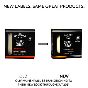 Barrel and Oak - Classic Shave Soap, Men's Shaving Soap, Conditioning Shave Soap, Cleanses & Moisturizes, Rich Lather for Traditional Wet Shave, Certified Sustainable Palm Oil (Bourbon Cedar, 3.15 oz)