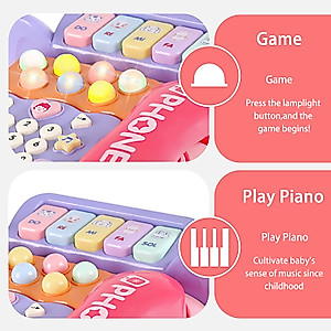 Children Telephone Toy Cartoon Simulated Landline Smartphone Drag Function Call Play Piano Early Education Music Learn Hit Hamster Children Enlightenment Brain Toys Creative Gift for Kids