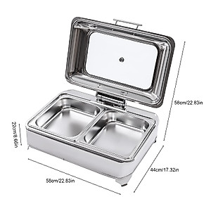 9L Food Warmer,Electric Catering Chafing Dish Buffet with 2 Food Trays,Stainless Steel Buffet Server for Weddings,Birthday Parties, Buffets,Catering