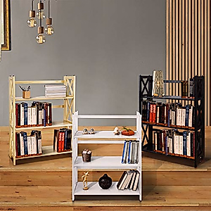 Casual Home Montego 3-Shelf Folding Bookcase, Natural , 27.5" Wide
