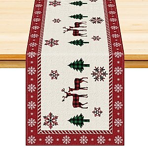 Nialnant Christmas Decorations Indoor,Elk Table Runner for Christmas,Farmhouse Table Runners for Party Home Decor Living Room Dining Table Coffee Table -13 x 72 Inch