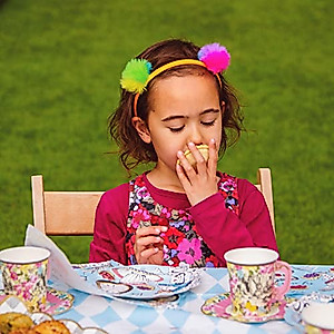 Talking Tables Truly Alice Alice in Wonderland Mad Hatter Party Cup Set with Handle and Saucers in 3 Designs for a Tea Party or Birthday