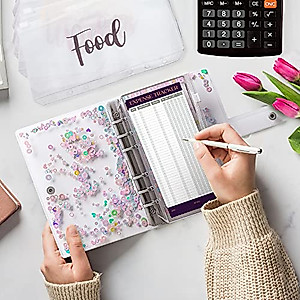 SOUL MAMA Budget Binder with Zipper Envelopes - Glitter Money Organizer for Cash, A6 Binder Cash Envelopes for Budgeting, Money Saving Binder & Pre-Printed Stickers for Christmas Gifts