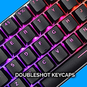 Whirlwind FX Atom 60% Gaming Keyboard: Interactive and Customizable Lighting – Immersive, Reactive RGB Experience (Blue Clicky)