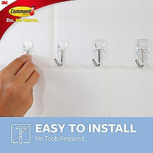 Command Small Wire Toggle Hooks, Damage Free Hanging Wall Hooks with Adhesive Strips, No Tools Wall Hooks for Hanging Decorations in Living Spaces, 10 Clear Hooks and 12 Command Strips