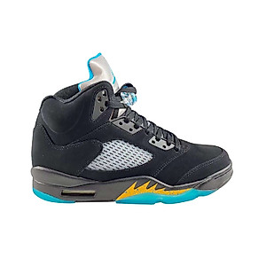 Nike Men's Air Jordan 5 Retro Sneaker, Black/Aquatone-taxi, 9