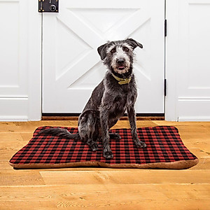 Coikll Red & Black Buffalo Plaid Pet Bed Pad Soft Dog Bed Mat with Anti-Slip Bottom, Machine Washable Crate Pad Mattress for Dog Sleeping- 36 * 24inches