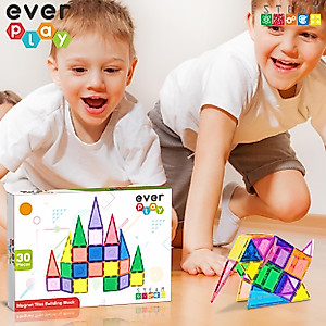 Everplay Magnetic Tile Building Block Set Construction Magnet Tiles Toy Blocks STEM Educational Learning Kit Toddler Preschool Games Rocket Playset Toys Unlimited Creation Boys Girls Age 3 and up