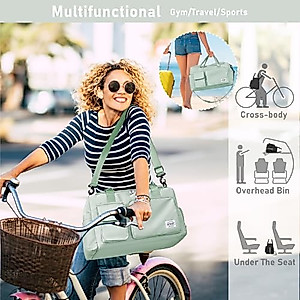 NPBAG Duffel Bag for Women, Sports Gym Bag with Wet Pocket & Shoes Compartment, Lightweight Weekender for Overnight, Travel Carry on Tote, Water Resistant (Light Green)