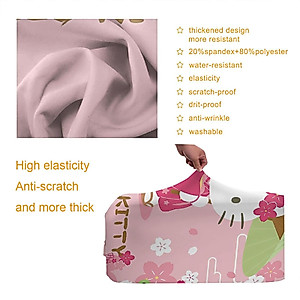 ISUNIET Washable Elastic Cartoon Pink Cat Luggage Cover Travel Suitcase Protective Cover Trunk Case Fits 18''-32'' Suitcase Protector Baggage With Concealed Zipper Gifts for Women Girls 5 Medium