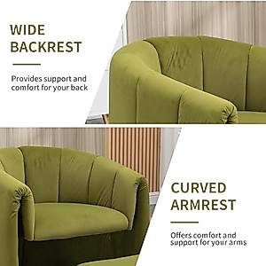 NIOIIKIT Modern Accent Chair with Ottoman, Velvet Upholstered Tufted Leisure Armchair, Single Sofa Reading Chair for Living Room, Bedroom, Office, Lounge (Olive Green)